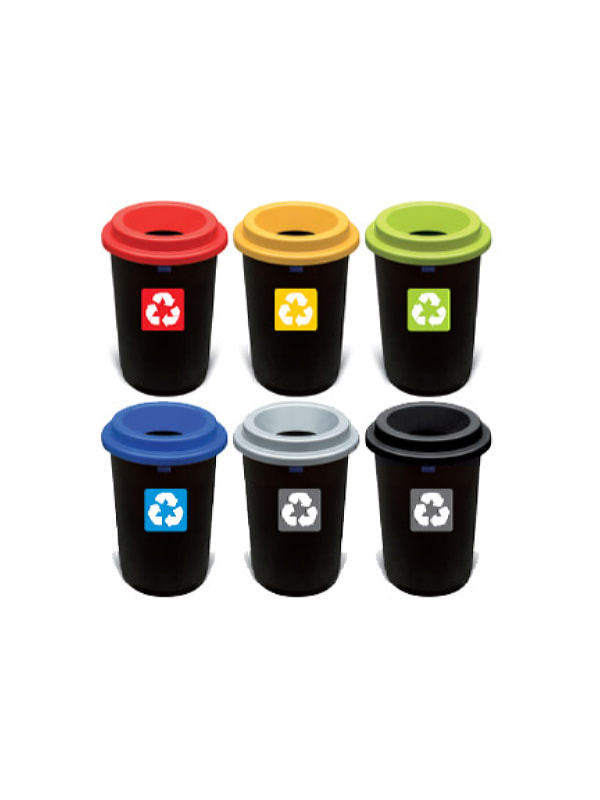 Plastic waste bins 50 L round in 6 colours – emporiaxatzopoulos.gr